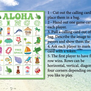 Aloha Bingo, Luau Bingo, Hawaiian Bingo, Luau Birthday Party, 30 ...