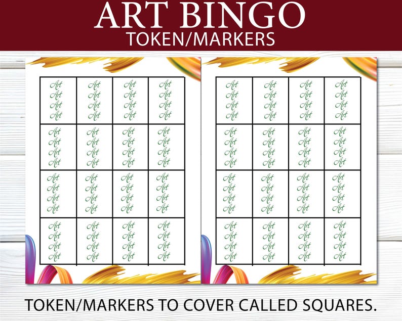 Art Bingo, 50 Printable Art Bingo Cards, Art Party Game for Kids, Art ...