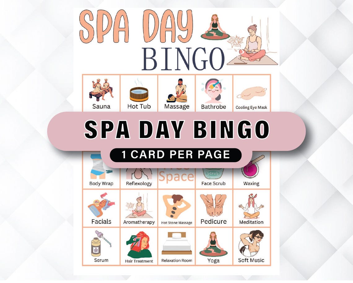 Spa Bingo, 60 Spa Bingo Cards, Spa Birthday Party Game, Spa Themed ...