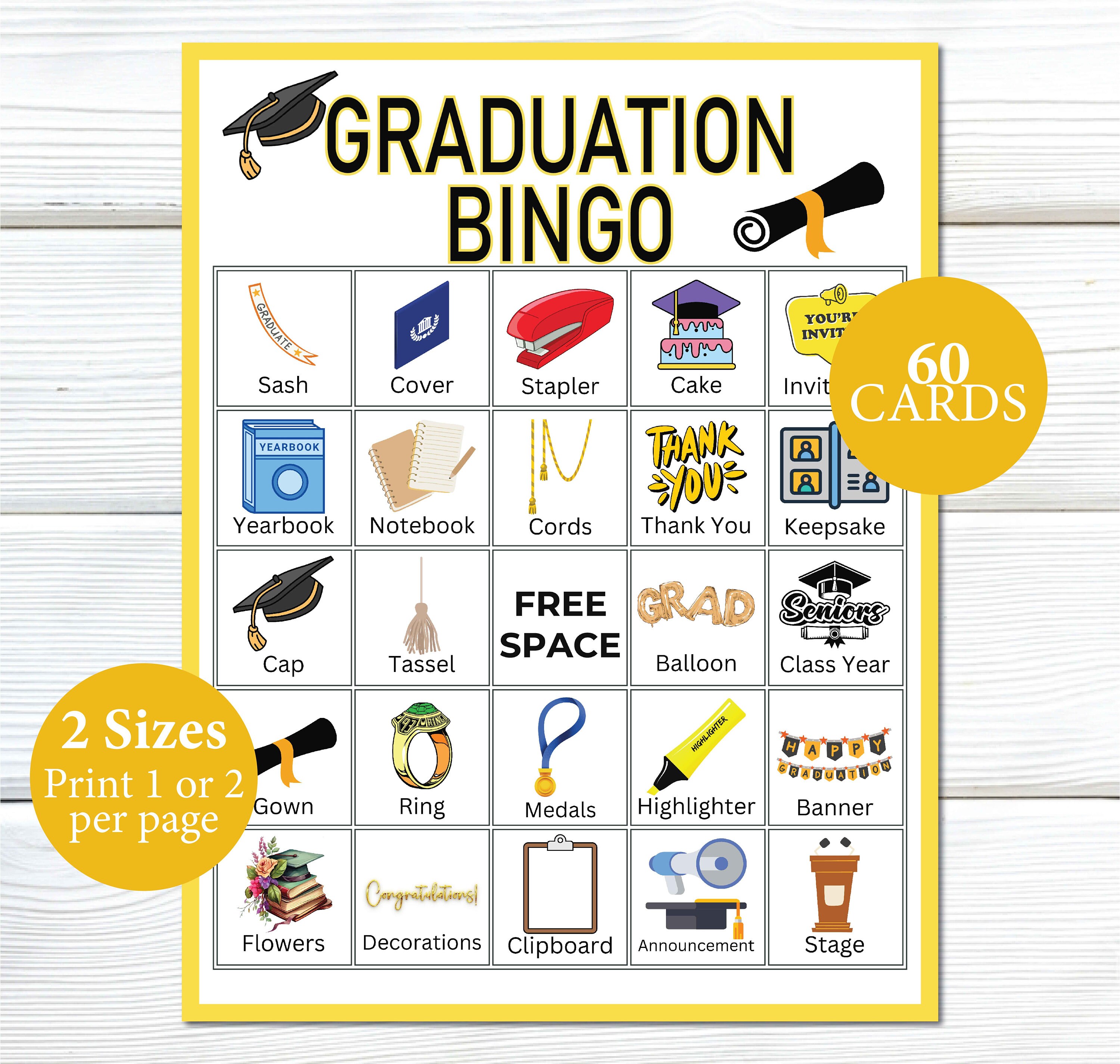 Graduation Bingo, 60 Graduation Bingo Cards, Graduation Activity for ...