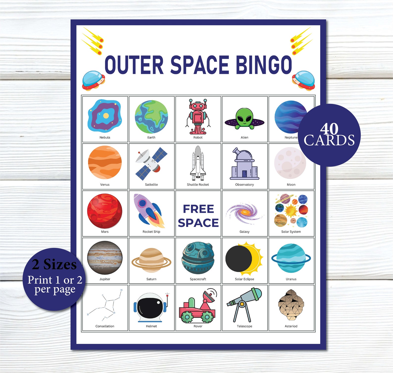 Outer Space Bingo, Solar System Bingo, Astronomy Bingo, 40 Printable ...
