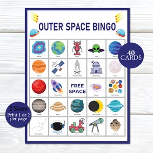 Outer Space Bingo, Solar System Bingo, Astronomy Bingo, 40 Printable ...