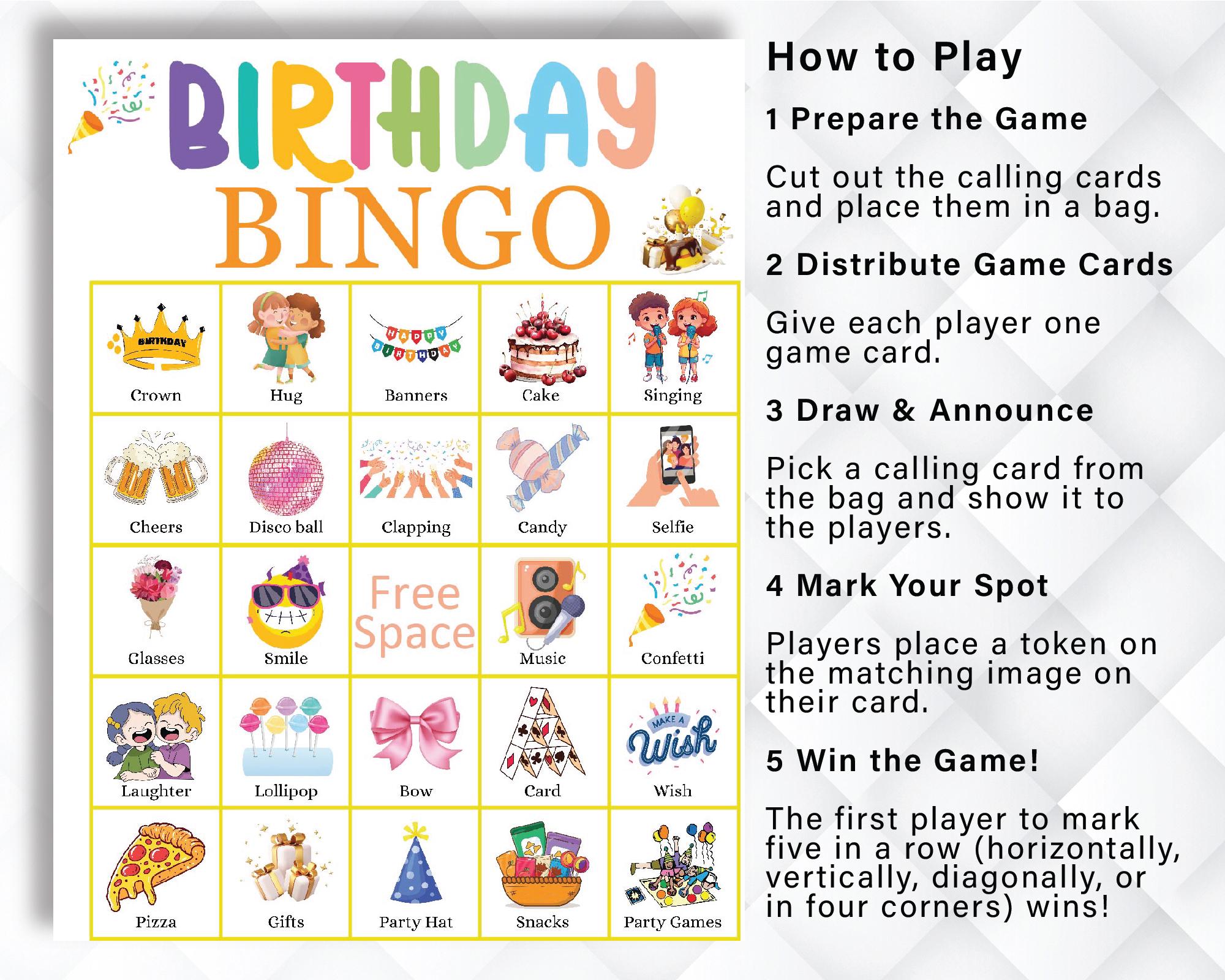 60 Birthday Bingo Cards, Birthday Bingo Game, Birthday Party Activities ...