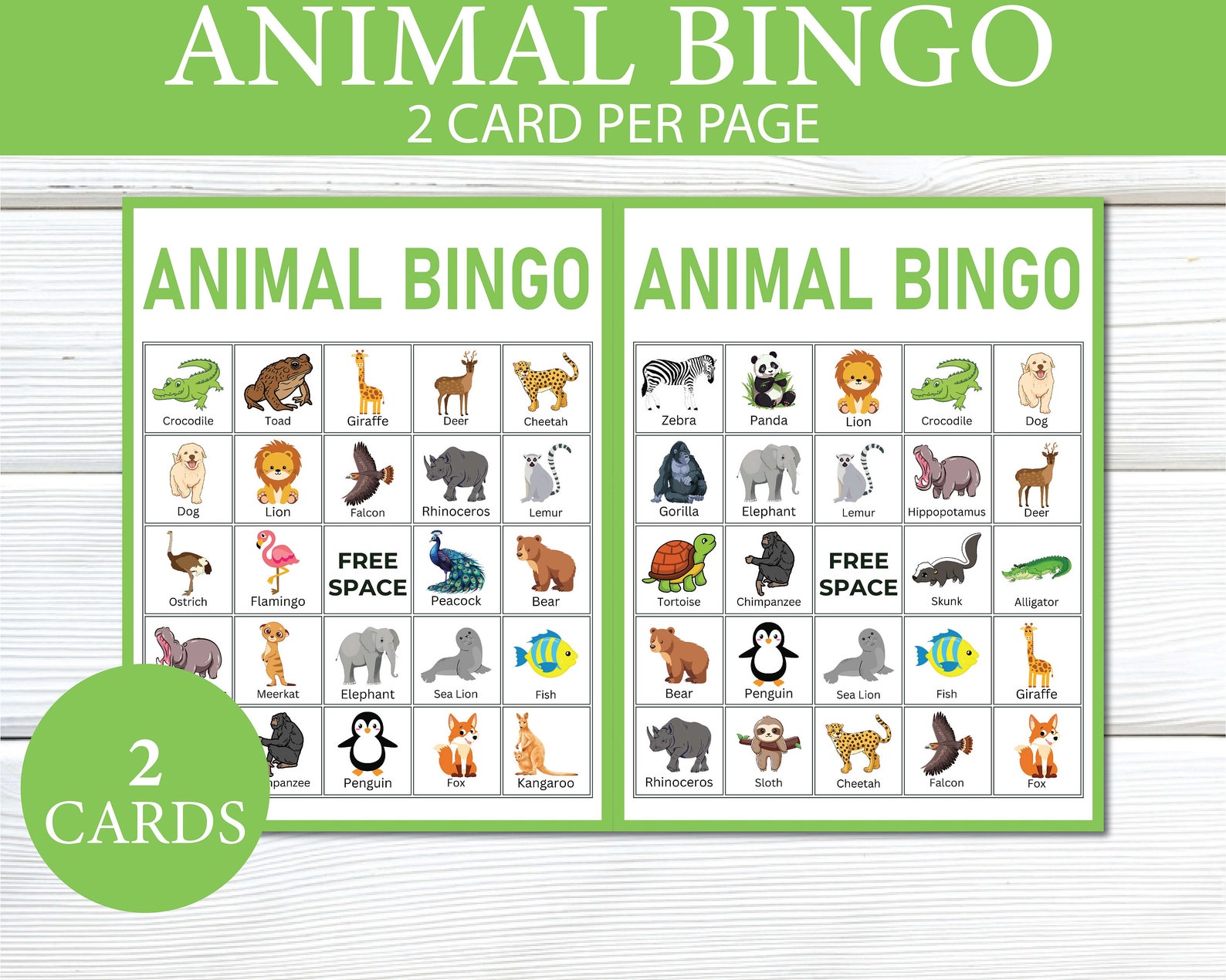 Animal Bingo, 50 Printable Animal Bingo Cards, Animal Birthday Bingo ...
