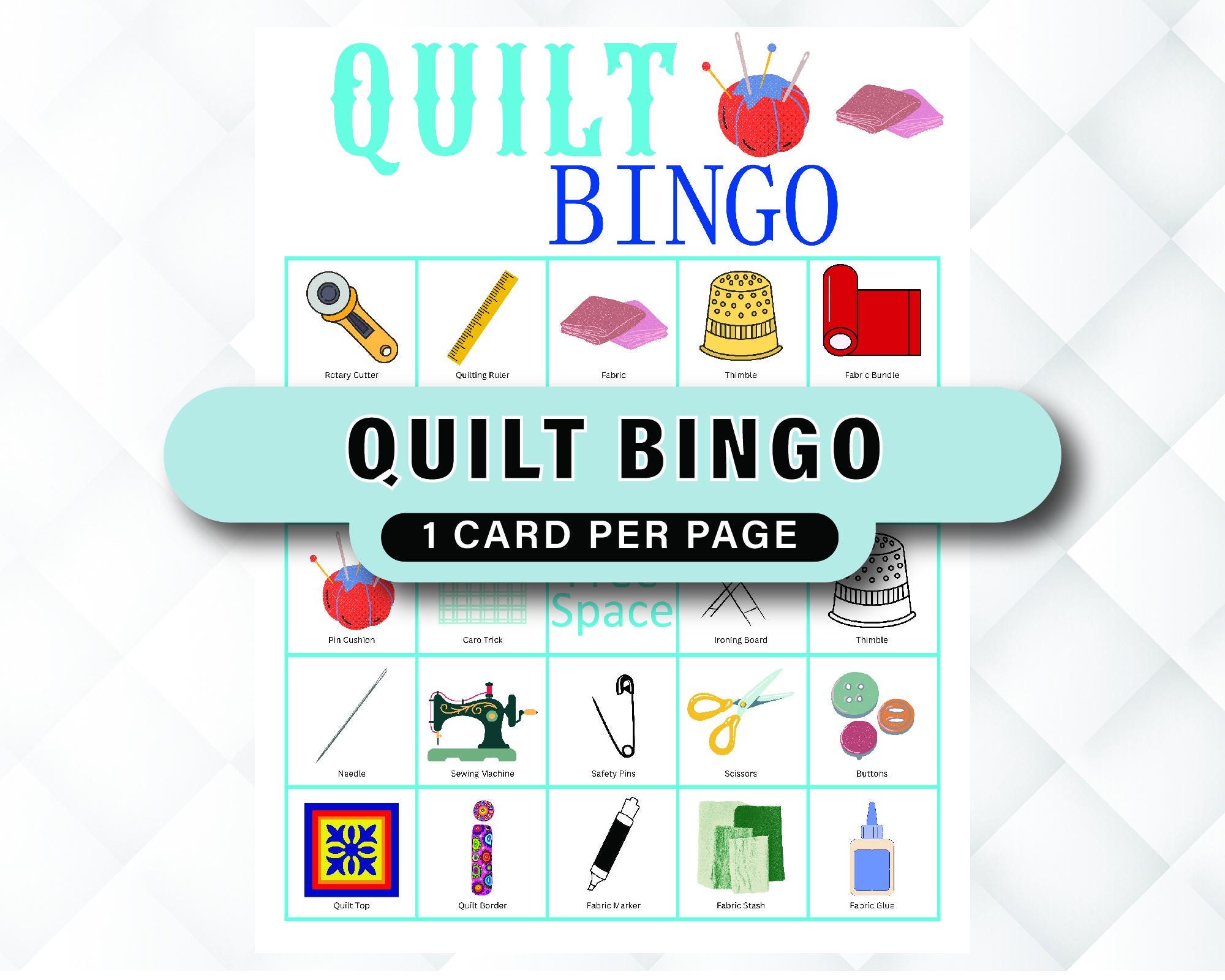 60 Quilt Bingo Cards, Quilting Party Activity, Quilting Bingo, Quilt ...