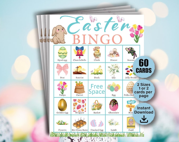 Easter Bingo, 30 Printable Easter Bingo Cards, Easter Activity for Kids ...