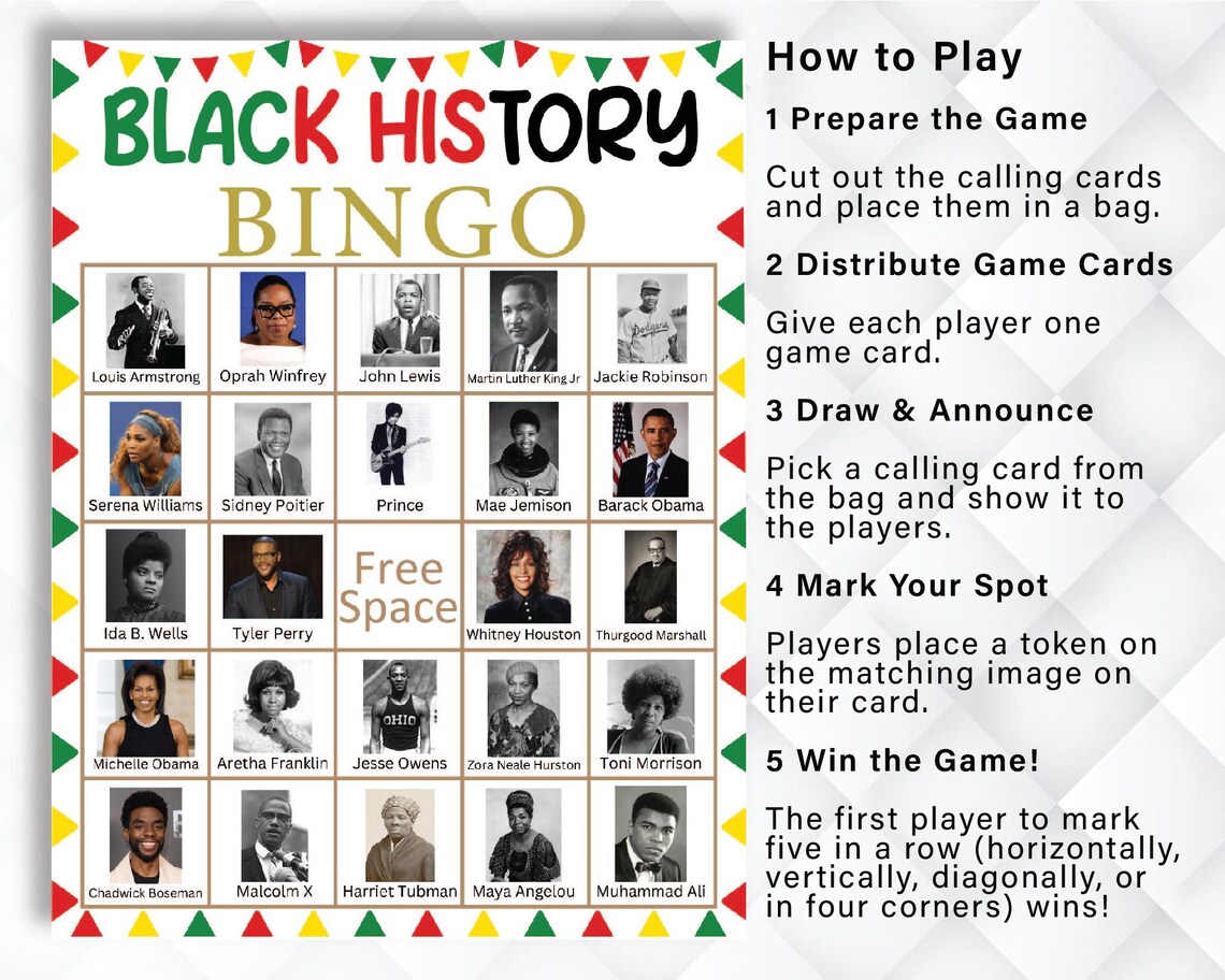 60 Black History Bingo Cards, Black History Month Bingo Game, Black ...