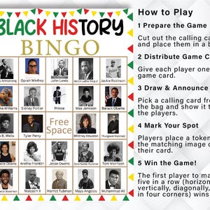 60 Black History Bingo Cards, Black History Month Bingo Game, Black ...
