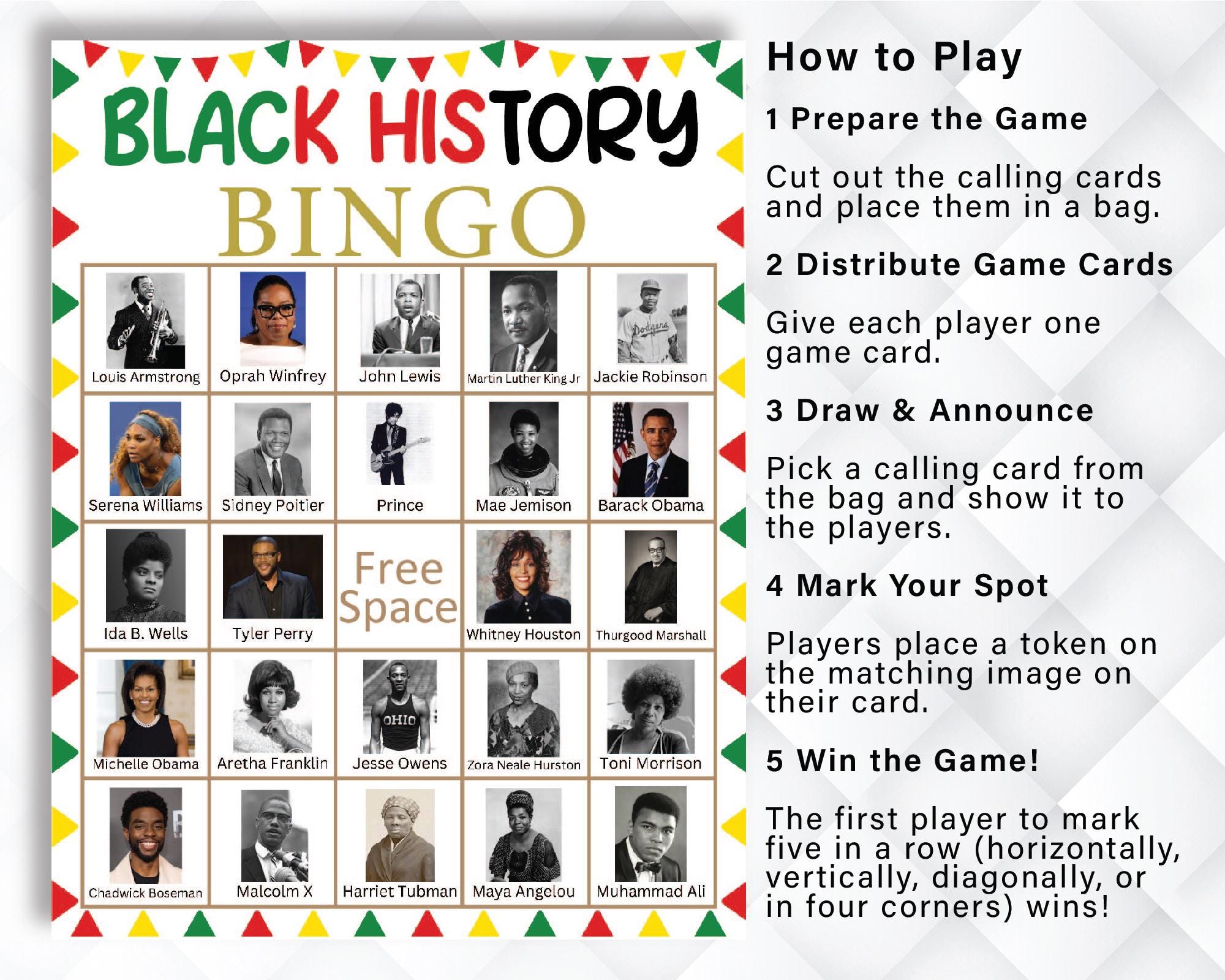 60 Black History Bingo Cards, Black History Month Bingo Game, Black ...