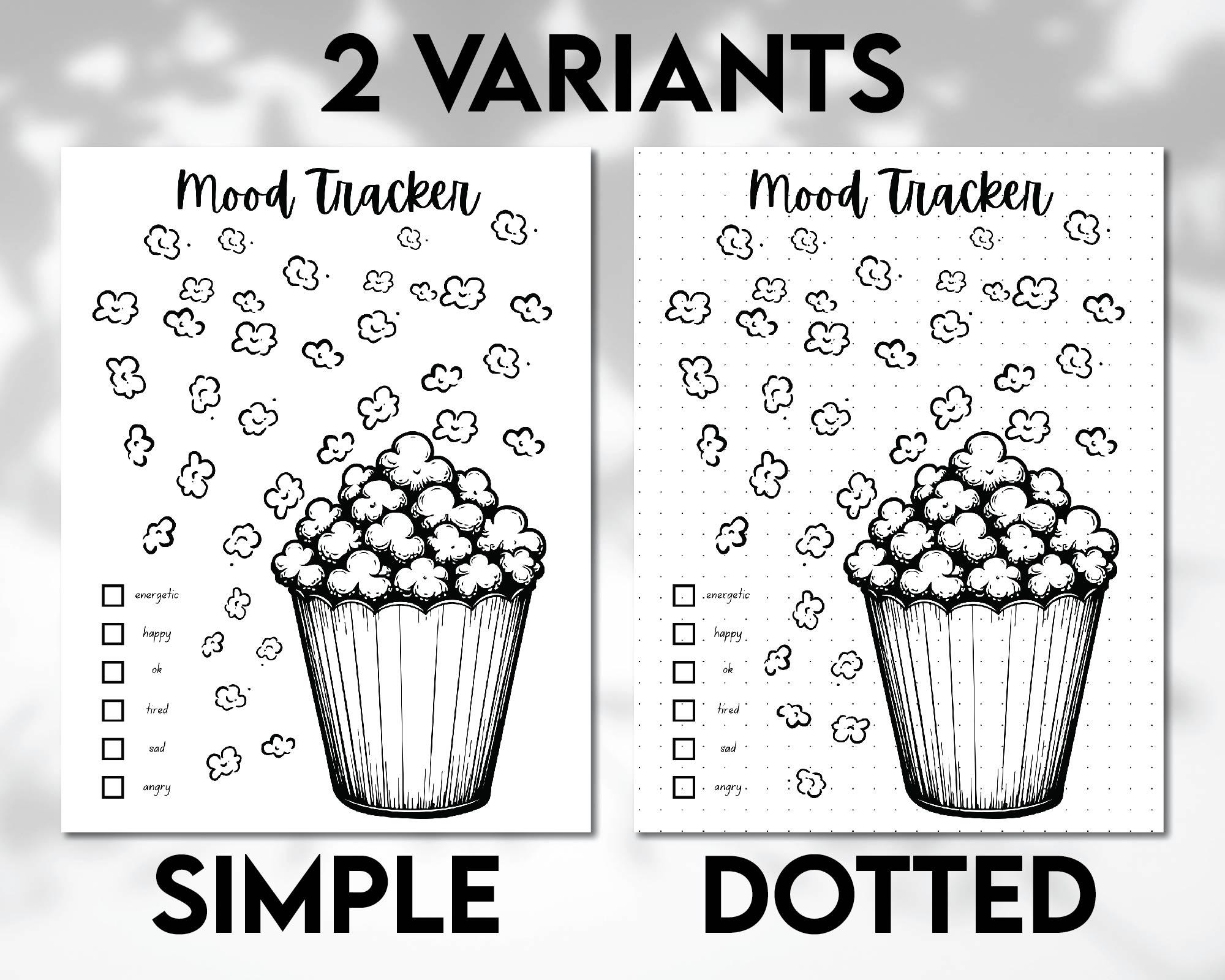 Popcorn Mood Tracker, Habit Tracker, Track Mood, Journal Template, Thanksgiving, PRINTABLE ...