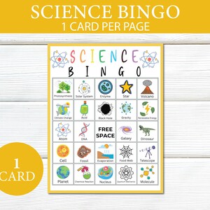 Science Bingo, 60 Printable Science Bingo Cards, Chemistry Bingo ...