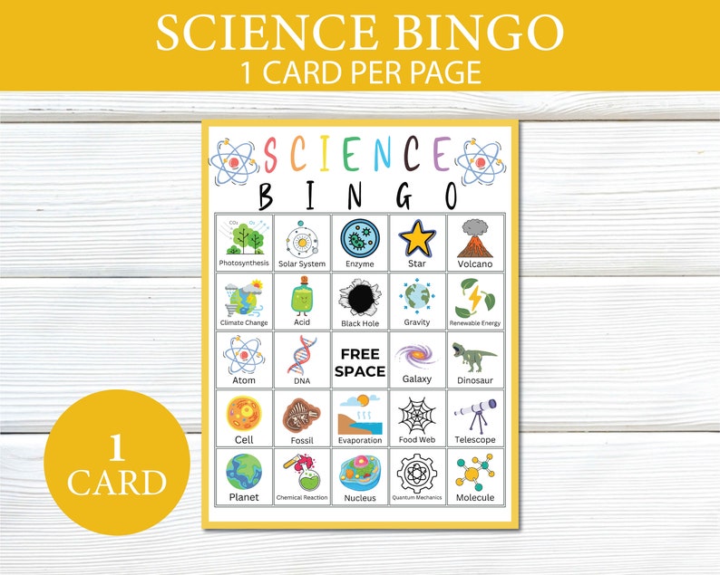 Science Bingo, 60 Printable Science Bingo Cards, Chemistry Bingo ...