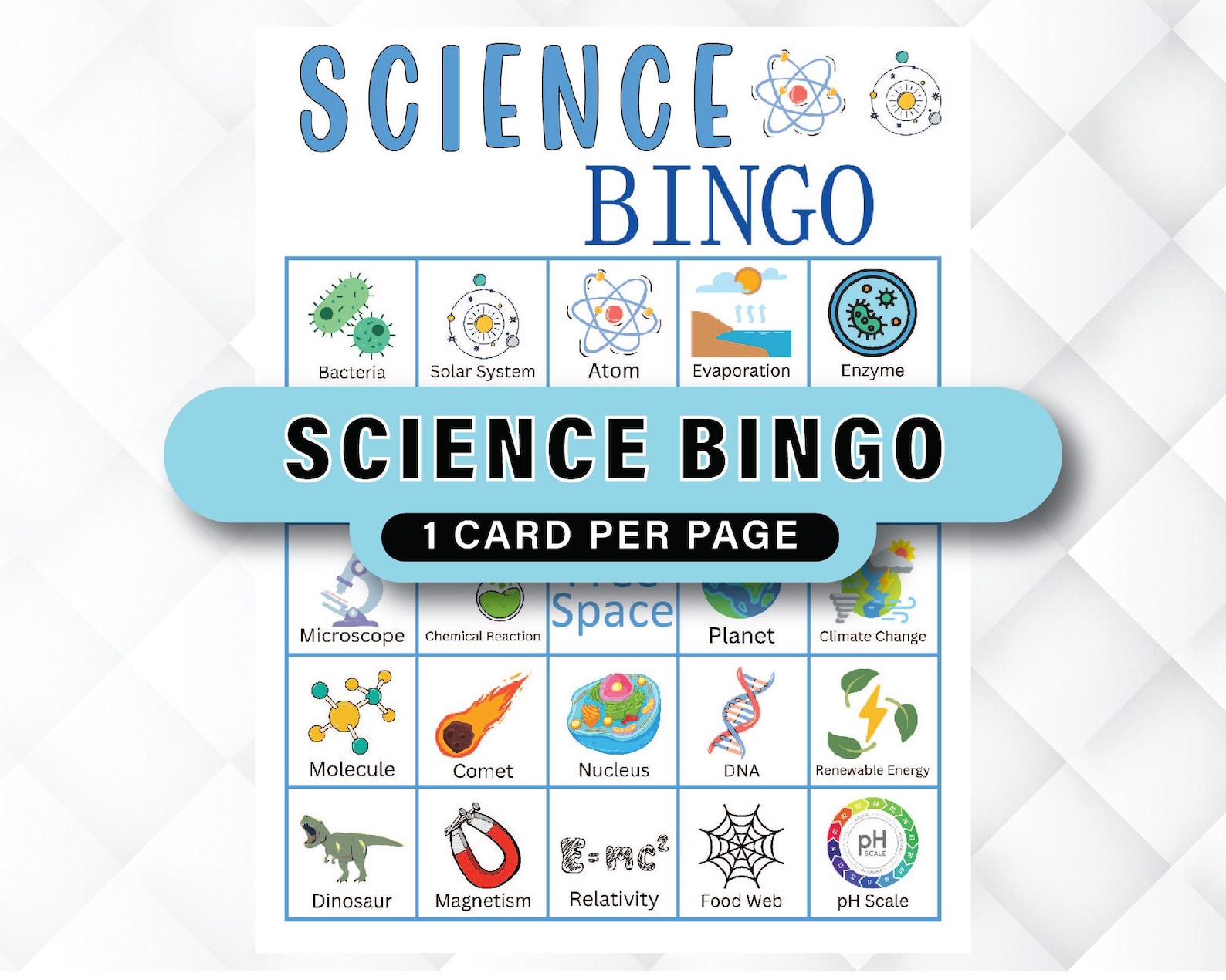 60 Printable Science Bingo Cards, Chemistry Bingo, Atomic Bingo, Mad ...
