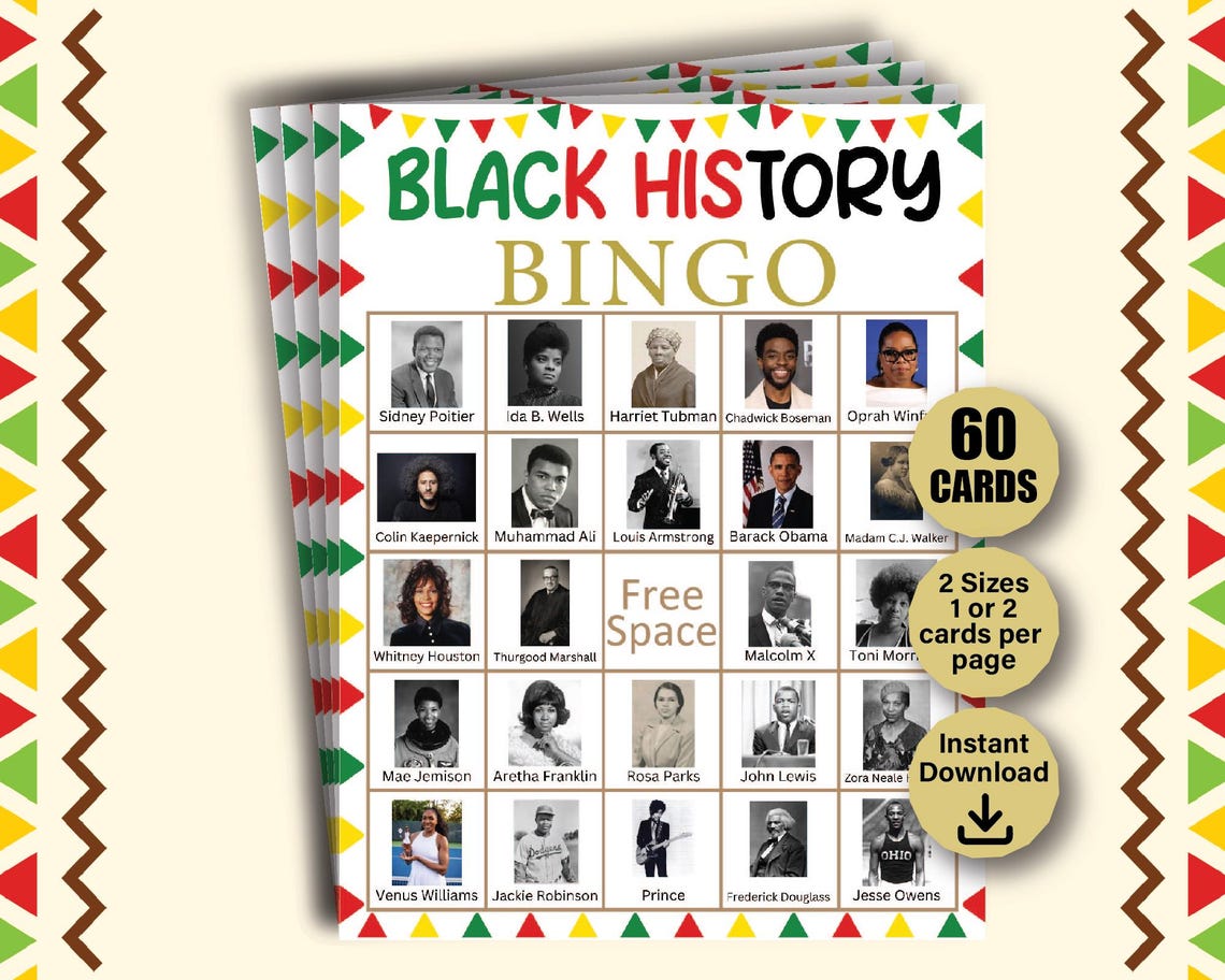 60 Black History Bingo Cards, Black History Month Bingo Game, Black ...