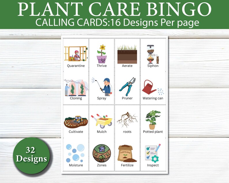60 Plant Care Bingo Cards, Plant Care Game for Kids, Gardening Bingo ...