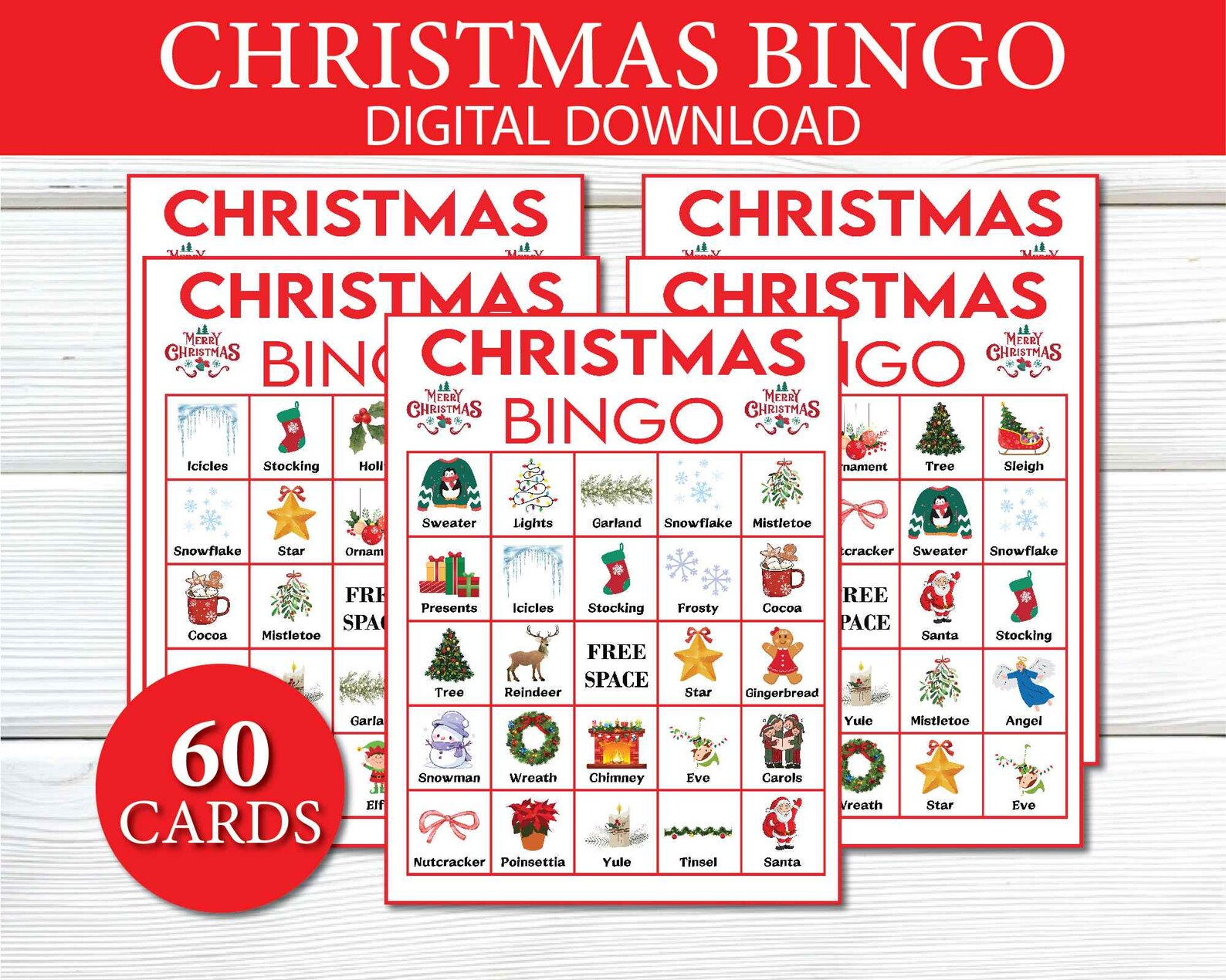 Christmas Bingo, Printable Christmas Bingo, Holiday Bingo, Christmas ...