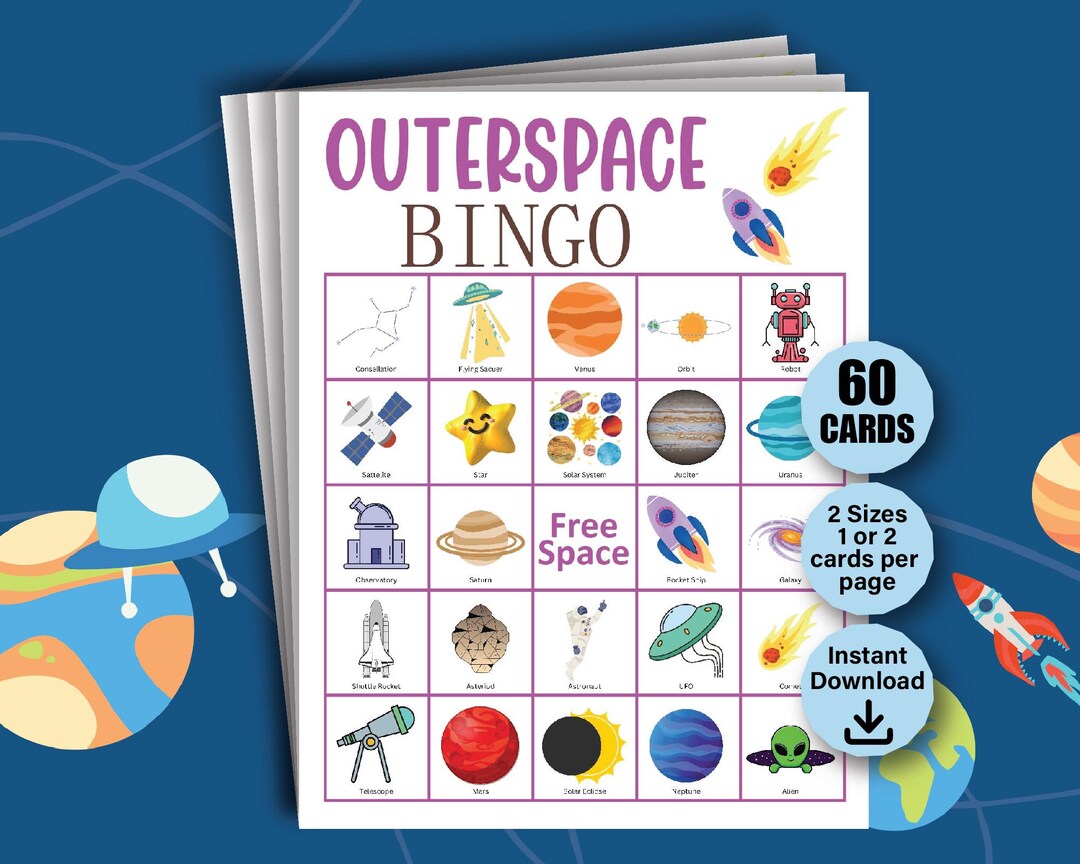 Outer Space Bingo Cards, Solar System Bingo, Astronomy Bingo, Space ...