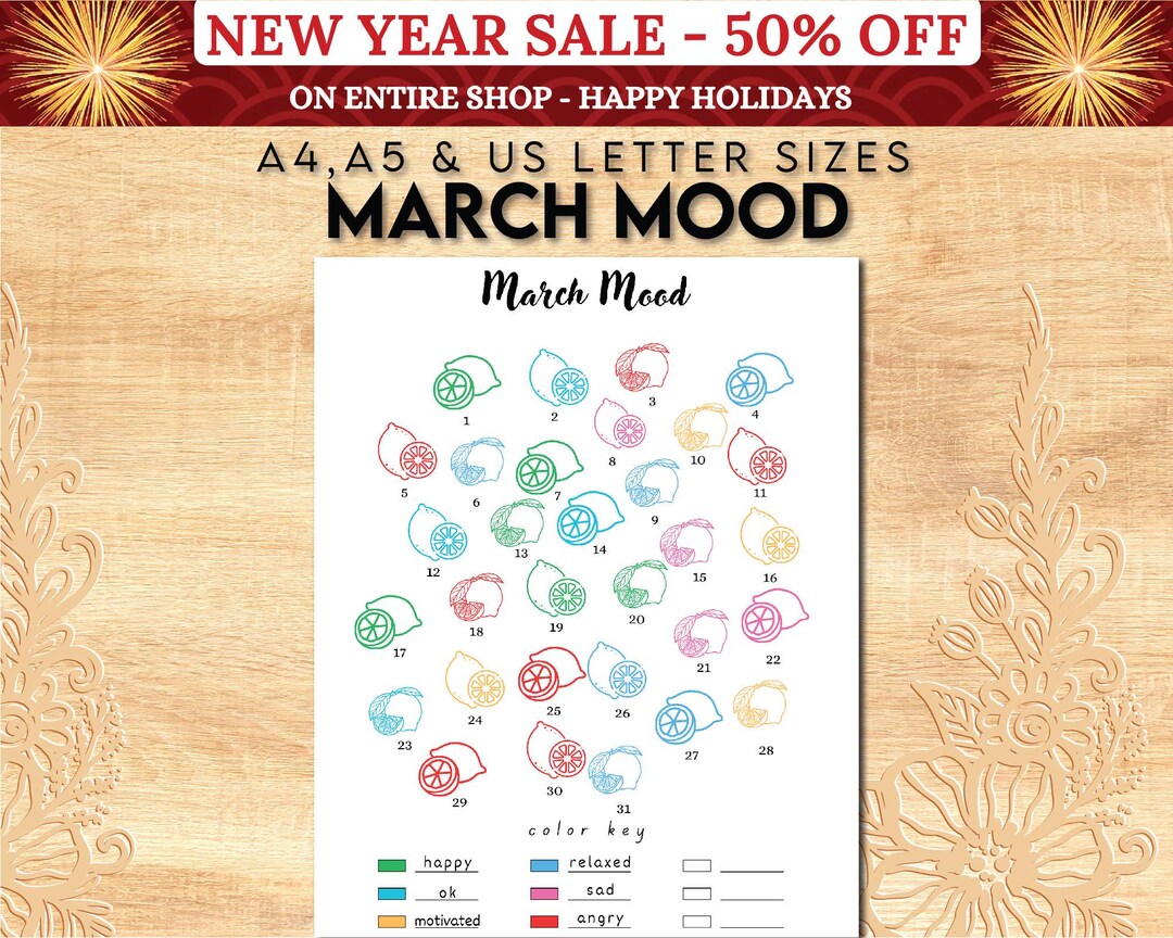 Monthly Mood Tracker Printable, Wellness Journal, Self Care Planner ...