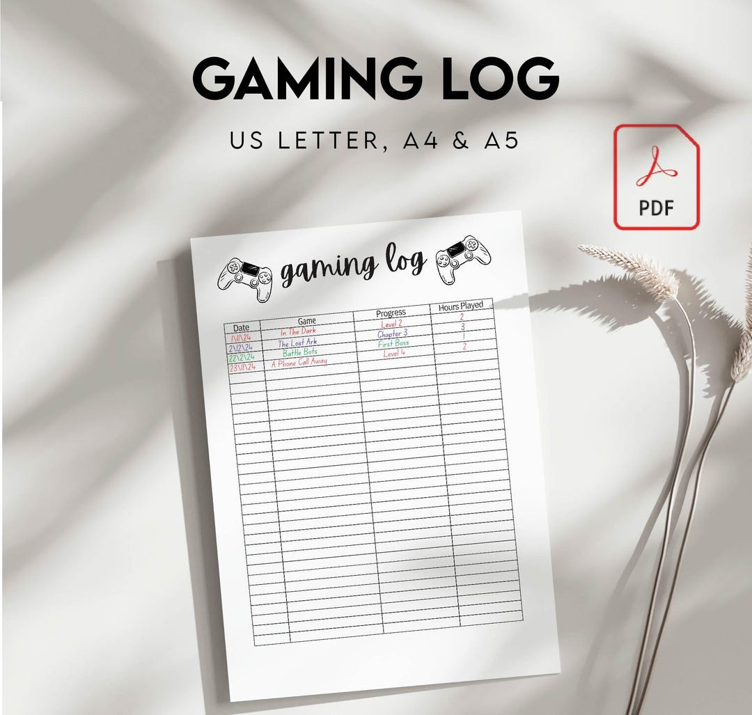 Gaming Log, PRINTABLE Journal Page, Video Game Log, Video Game Tracker ...