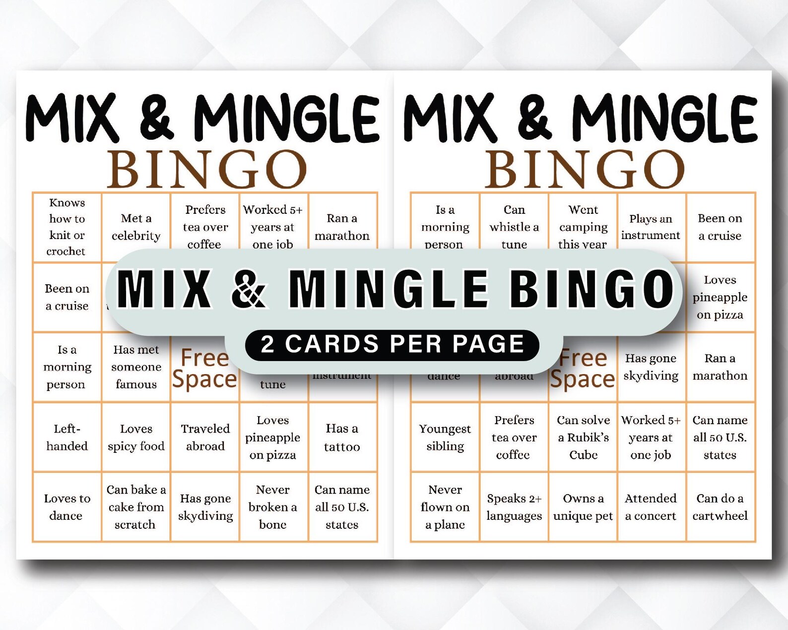 Mix and Mingle Bingo, Get to Know You Questions, Class Reunion Games ...