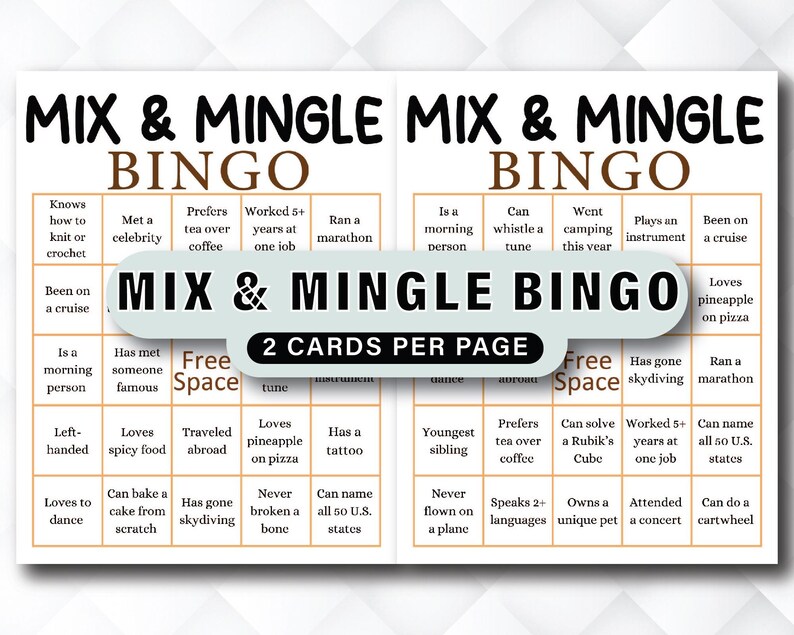 Mix and Mingle Bingo, Get to Know You Questions, Class Reunion Games ...
