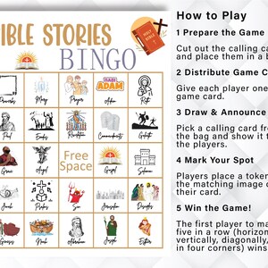 60 Bible Bingo Cards, Bible Stories Bingo, Sunday School Bingo, Bible ...