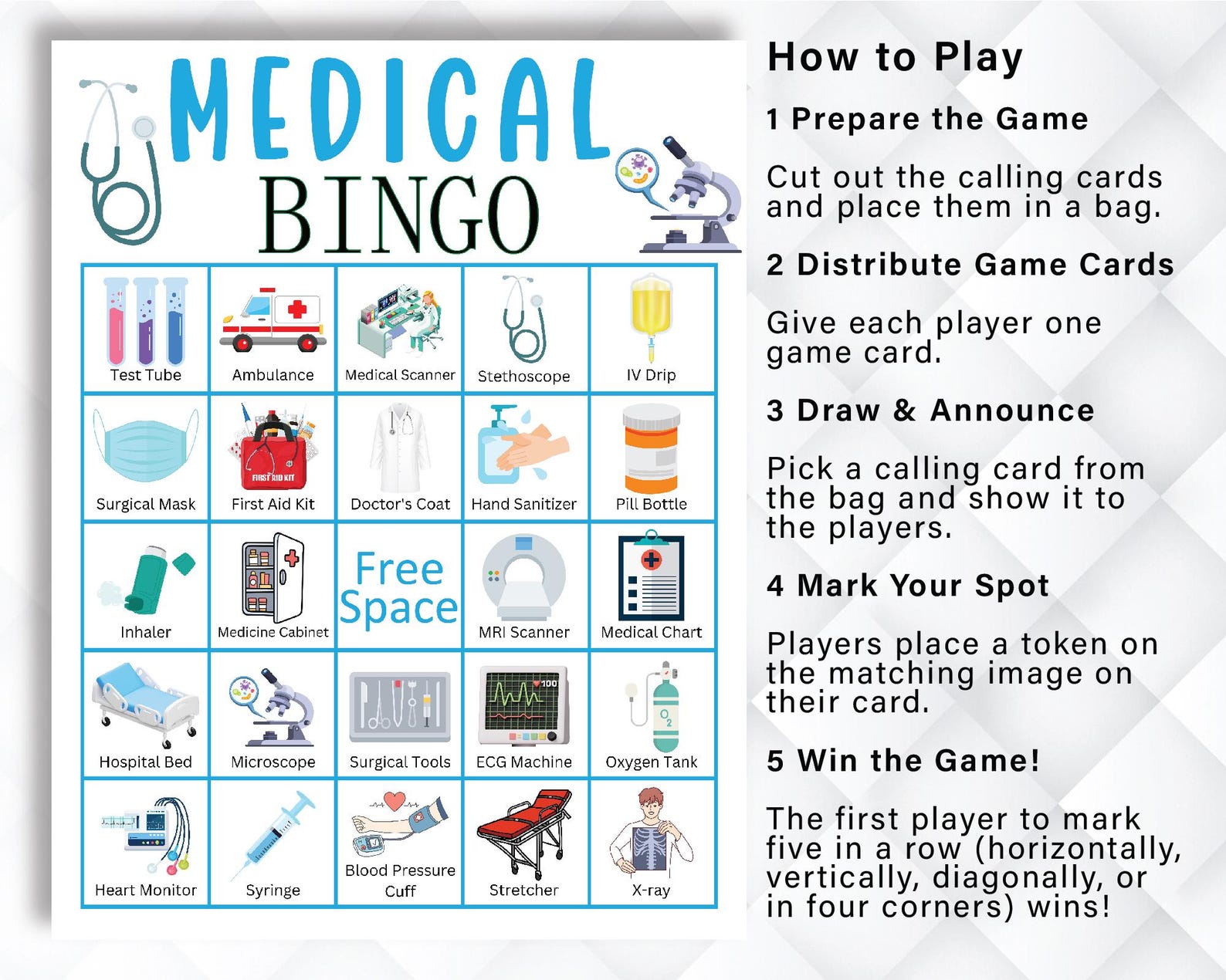 60 Medical Bingo Cards, Doctor Retirement Game, Nurse Bingo Games ...