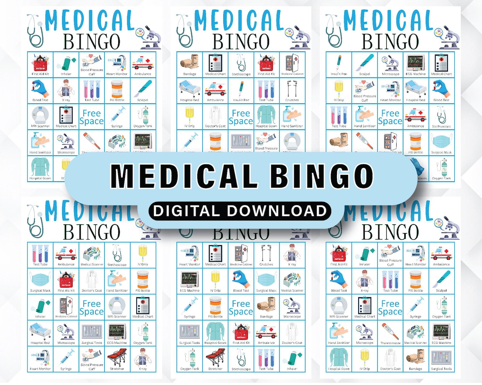 60 Medical Bingo Cards, Doctor Retirement Game, Nurse Bingo Games ...