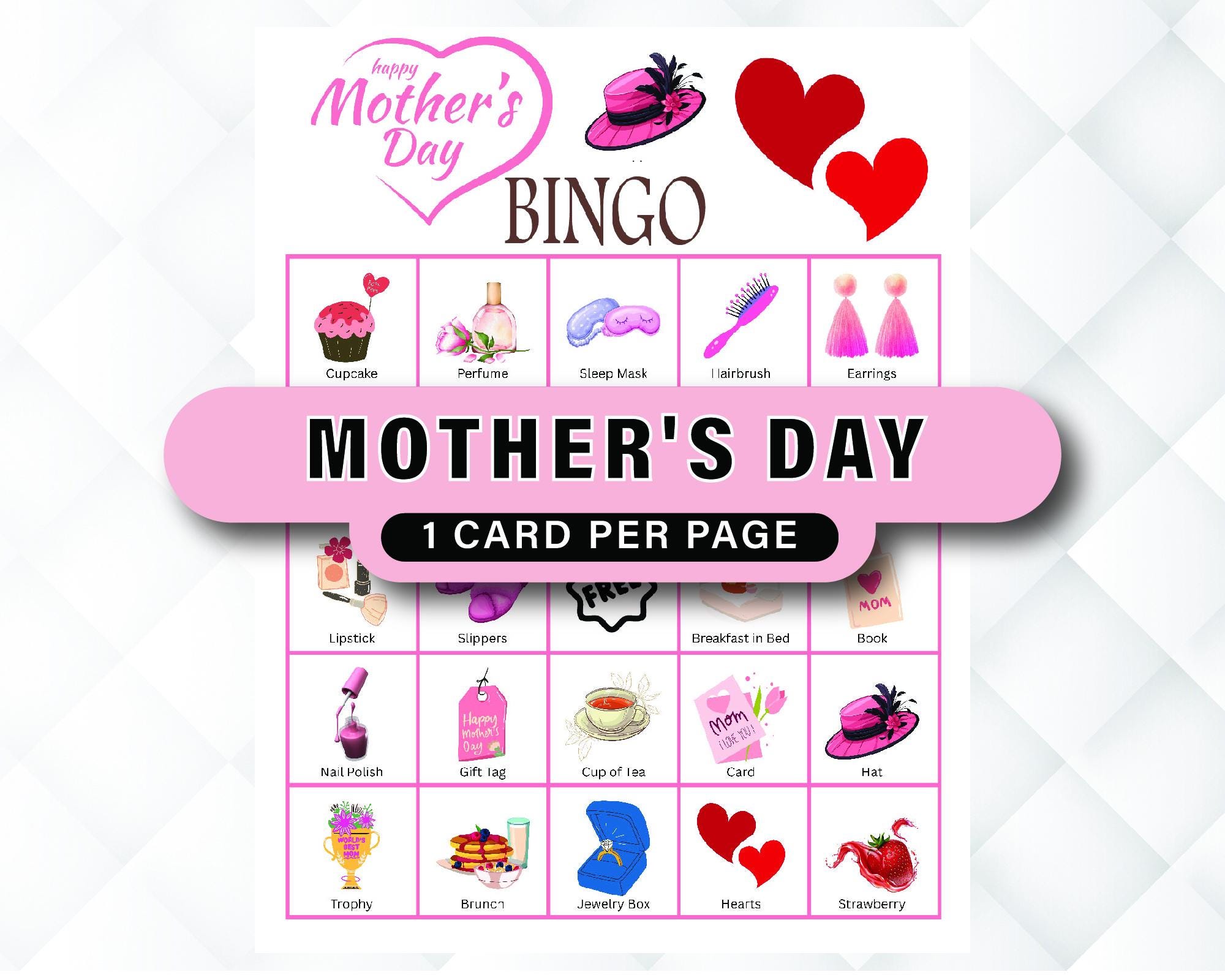 60 Mother's Day Bingo Cards, Mother's Day Party Game, Mother's Day ...