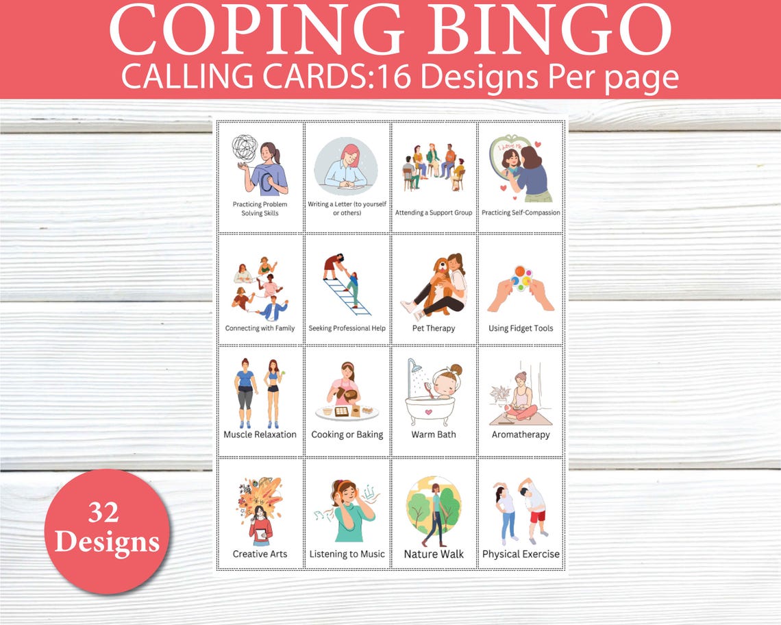 Coping Skills Bingo Game, Mindfulness Bingo, 30 Mindfulness Bingo Cards ...