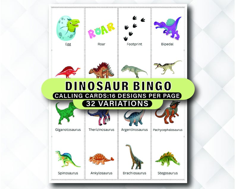 60 Dinosaur Bingo Cards, Dinosaurs Bingo Games, T-rex Party Activity ...
