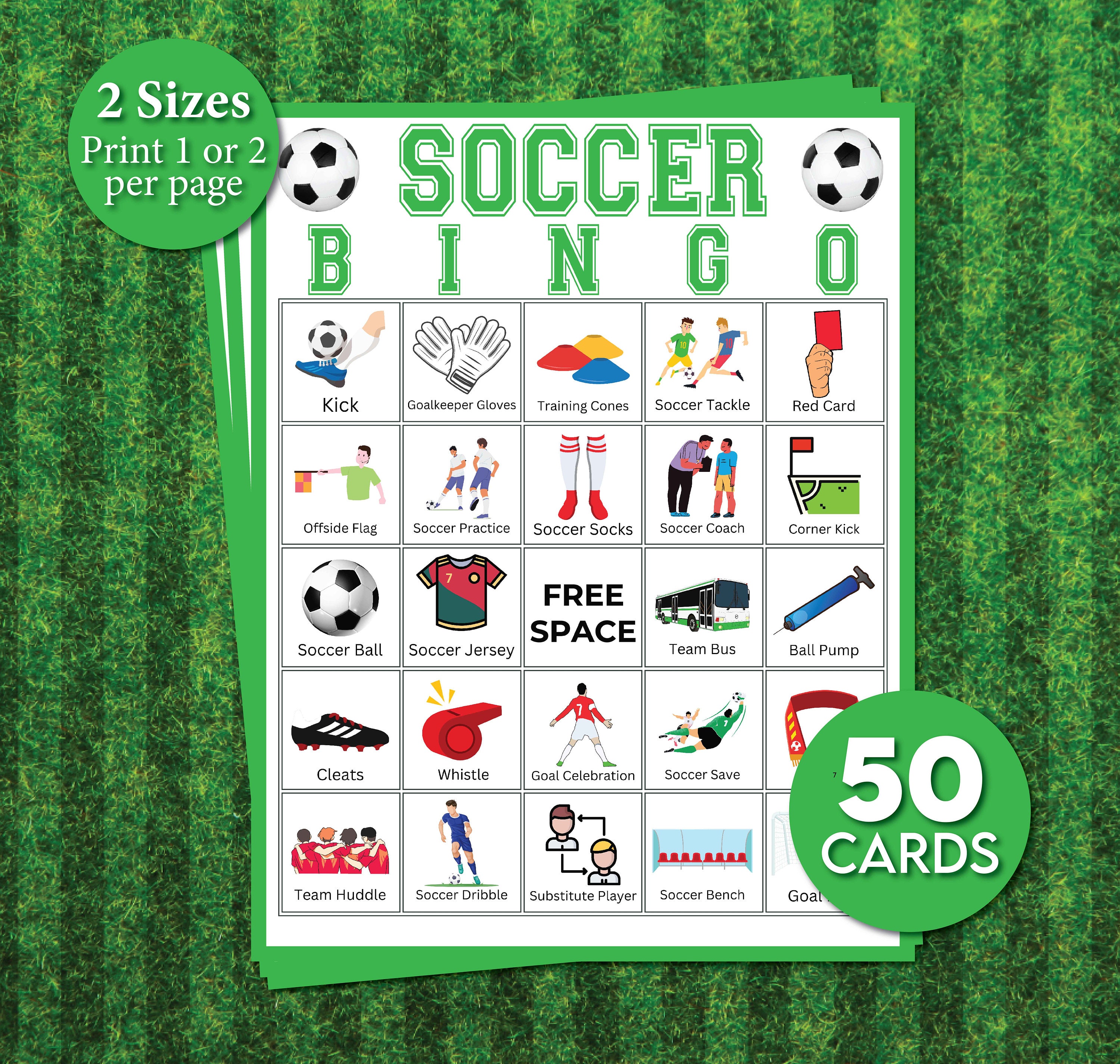 Soccer Bingo, 50 Soccer Bingo Cards, Soccer Game, Soccer Party Game ...