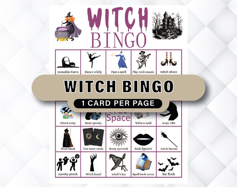 60 Witch Bingo Cards, Wicked Themed Party Game, Halloween Party Gam ...