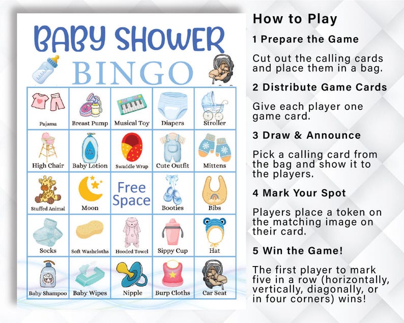 Baby Shower Bingo, Baby Shower Bingo Game, Prefilled 60 Baby Bingo ...