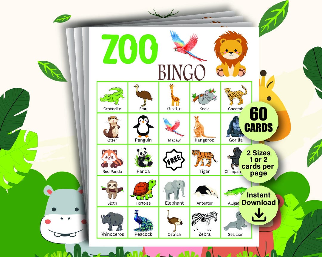 Zoo Bingo Game, Animal Bingo, Zoo Bingo Cards, Zoo Animal Game, Animal ...