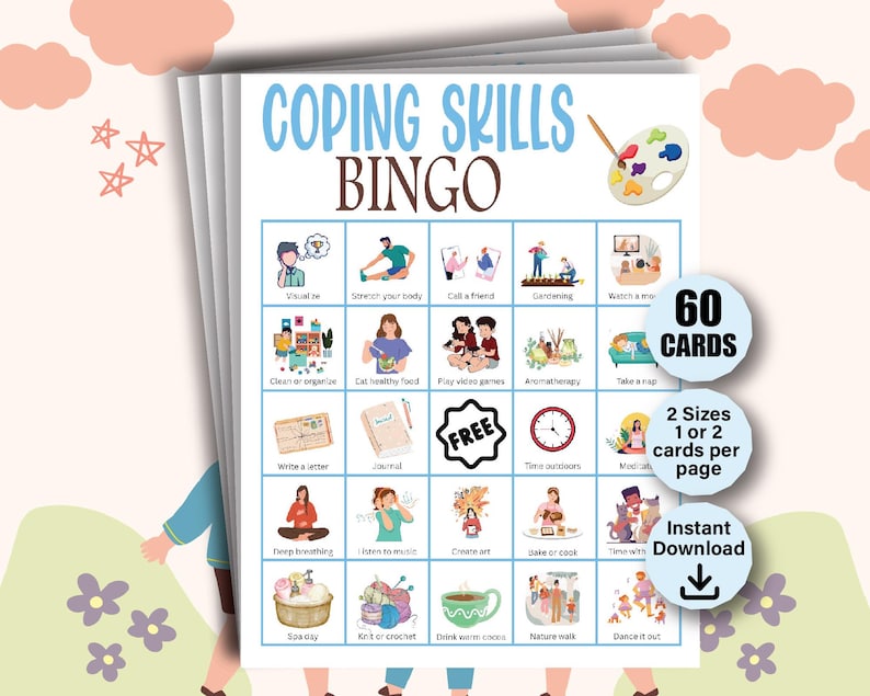 Coping Skills Bingo Game, 60 Mindfulness Bingo Cards, Classroom SEL ...