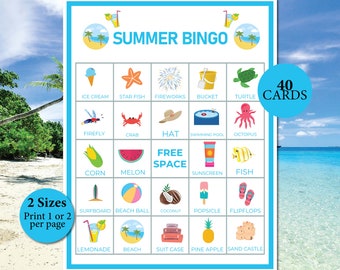 Summer Bingo Game for Kids, Printable Summer Bingo Cards, Summer Bingo ...