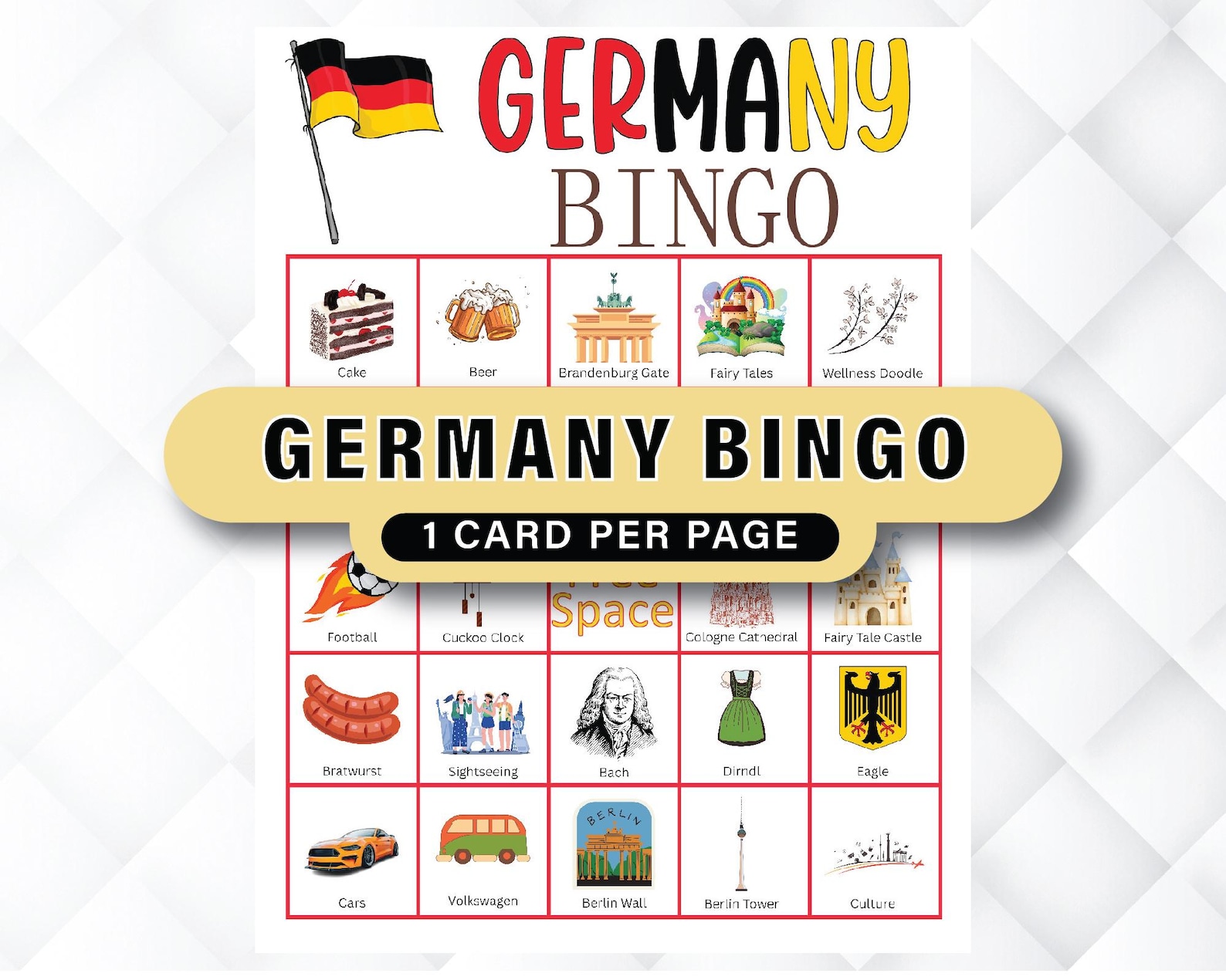60 Germany Bingo Cards, Germany Travel Bingo Game, Germany Bingo Cards ...