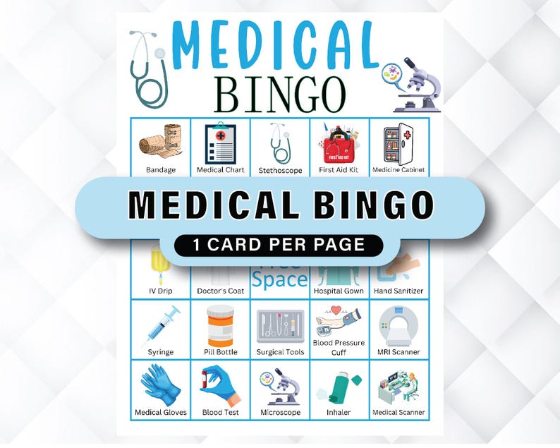 60 Medical Bingo Cards, Doctor Retirement Game, Nurse Bingo Games ...
