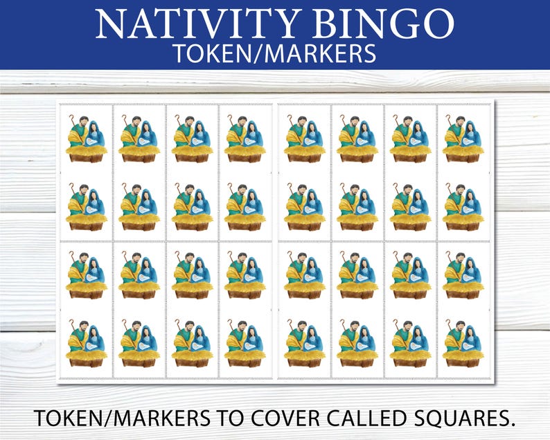 60 Nativity Bingo Cards, Christmas Nativity Bingo, Printable Nativity ...