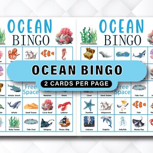 60 Ocean Bingo Cards, Ocean Bingo Activity, Under the Sea Bingo Cards ...