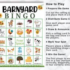 60 Barnyard Bingo Cards, Barnyard Bingo Games, Farm Bingo, Barnyard ...