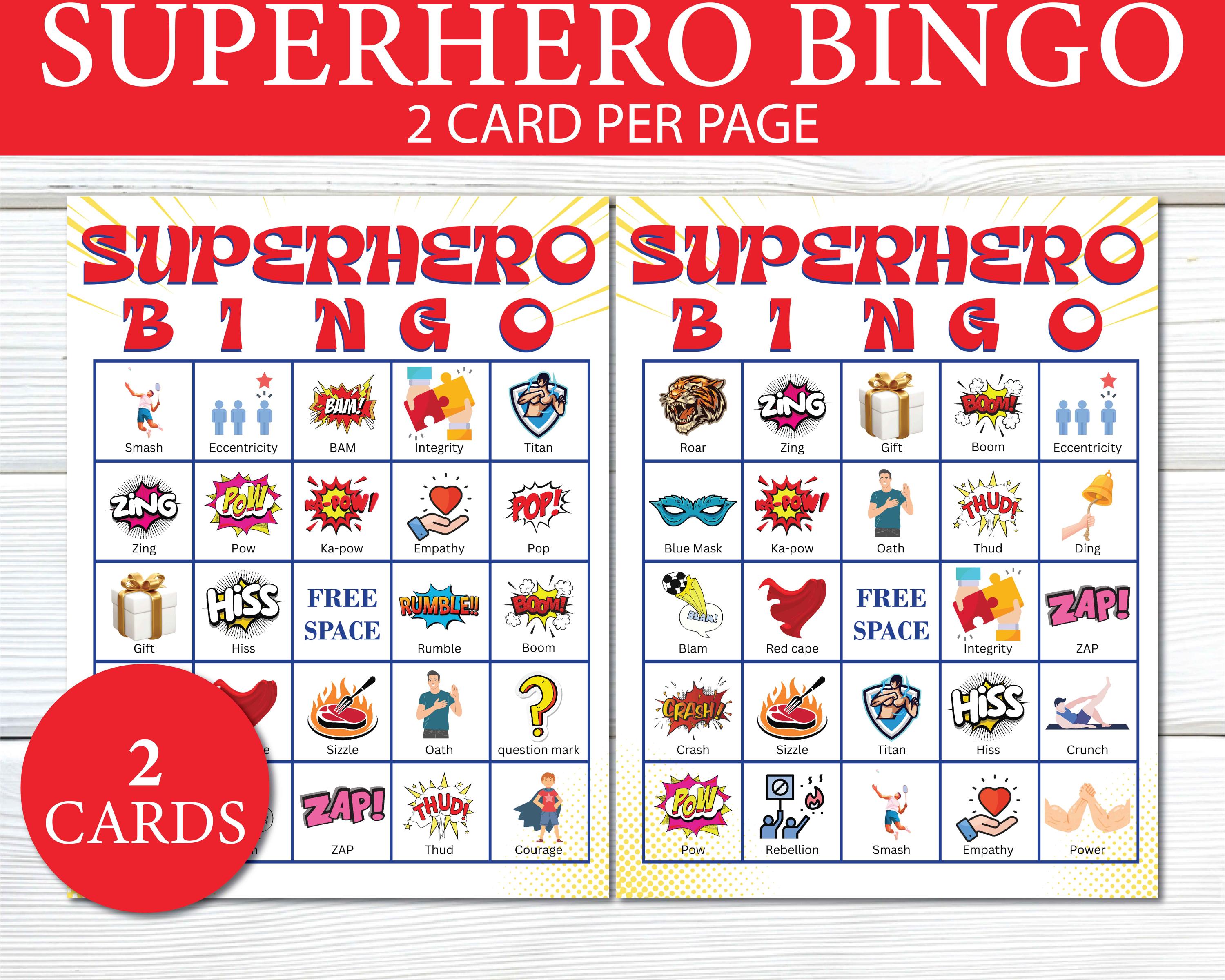 Superhero Bingo, 30 Superhero Bingo Cards, Kid's Printable Bingo Game ...