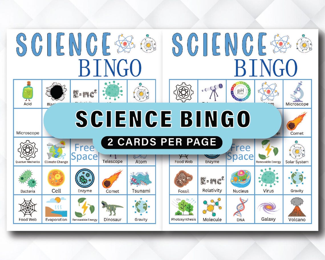 60 Printable Science Bingo Cards, Chemistry Bingo, Atomic Bingo, Mad ...