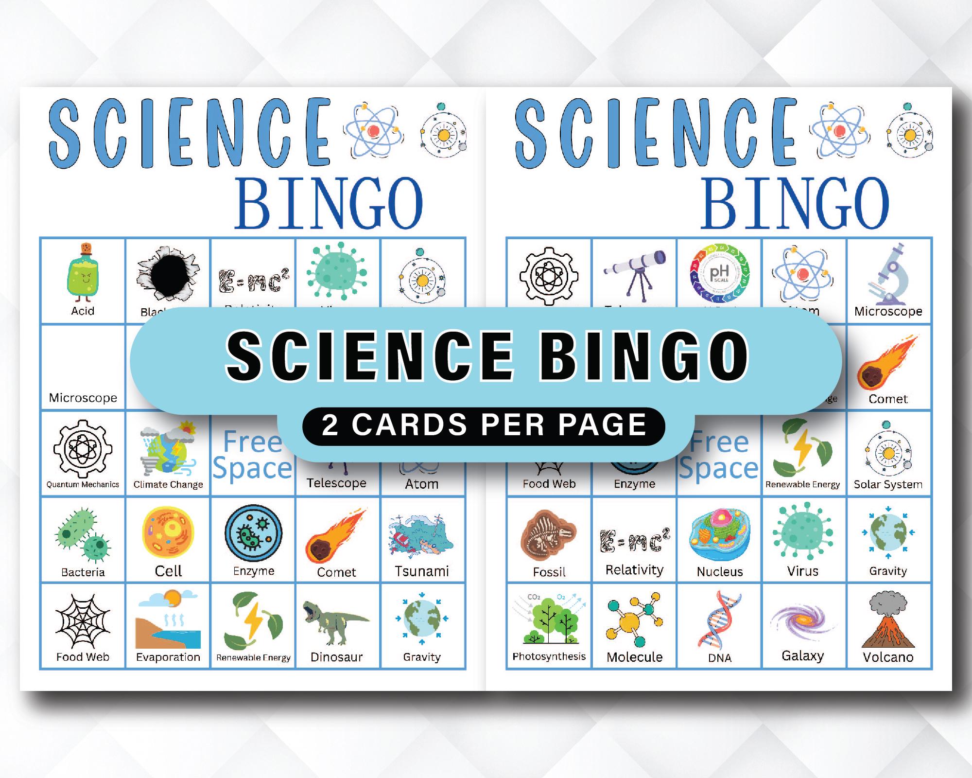 60 Printable Science Bingo Cards, Chemistry Bingo, Atomic Bingo, Mad ...