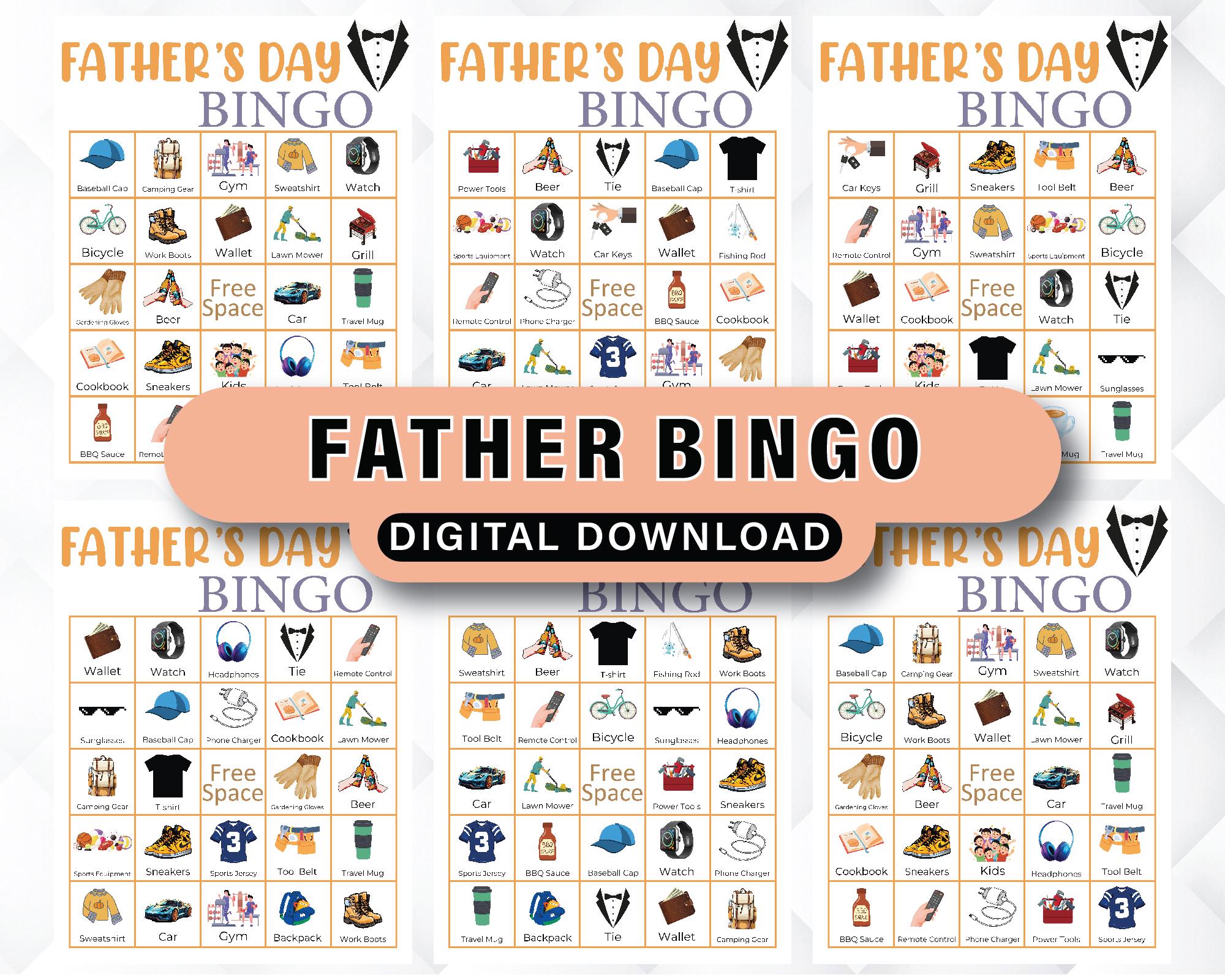 60 Happy Father's Day Bingo Cards, Father's Day Activity, Father's Day ...