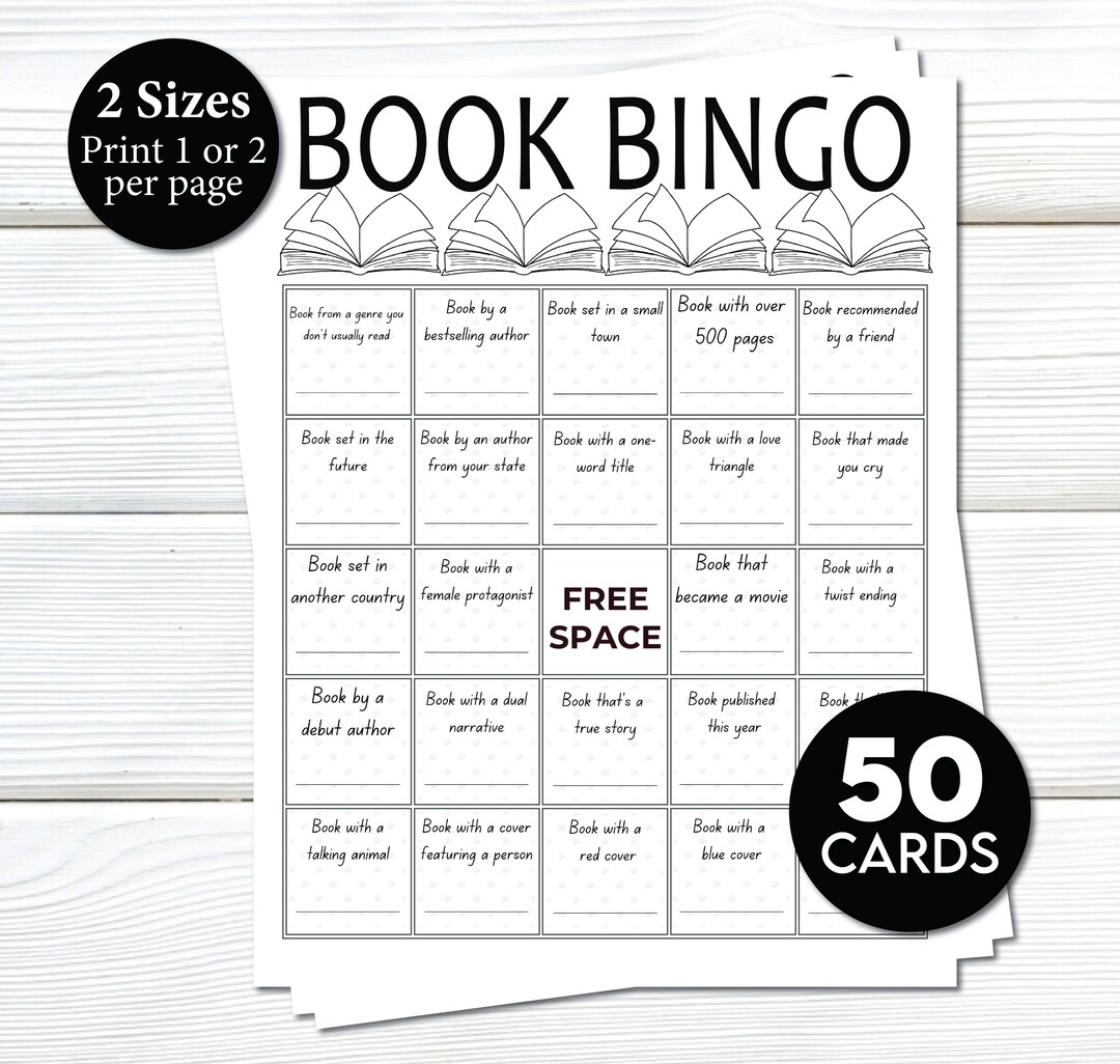 50 Book Bingo, Reading Challenge, Book Challenge, Reading Journal ...