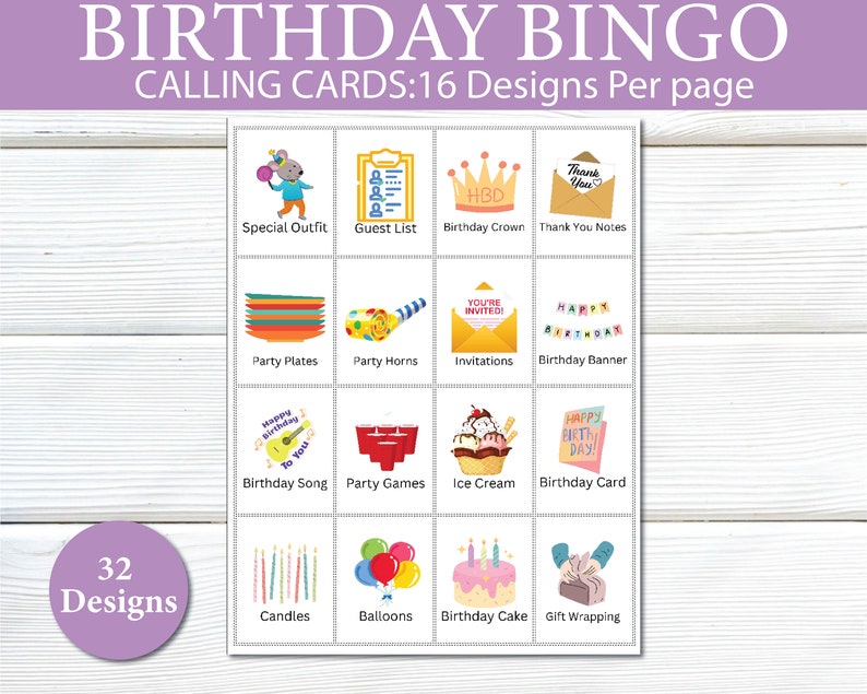 Birthday Bingo Cards Printable Game, 50 Happy Birthday Bingo Board Game ...