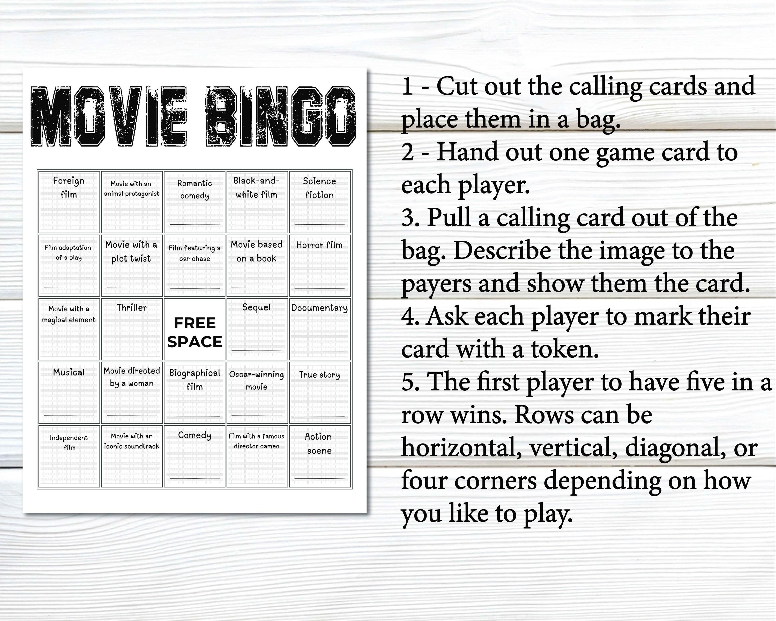 Movie Bingo Game, 30 Movie Bingo Cards, Movie Tracker Bingo, Movie ...