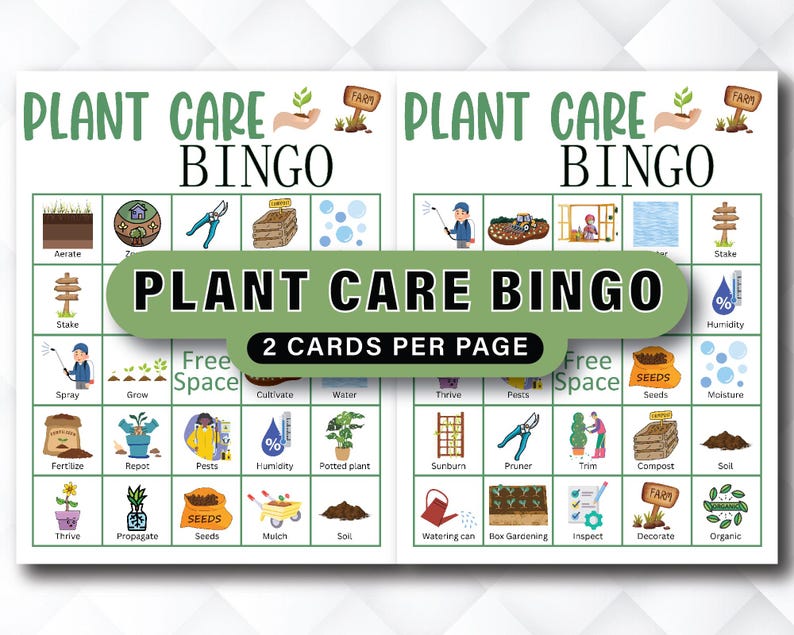 60 Plant Care Bingo Cards, Plant Care Game for Kids, Gardening Bingo ...